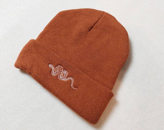 Snake Embroidered Beanie Snake Hat Beanie Fall/winter Beanie Stretch ...