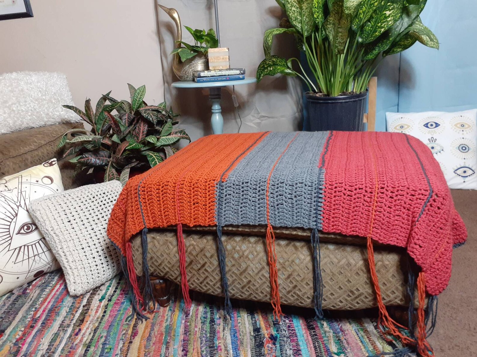 Color Block Crochet Throw Striped Crochet Throw Light - Etsy