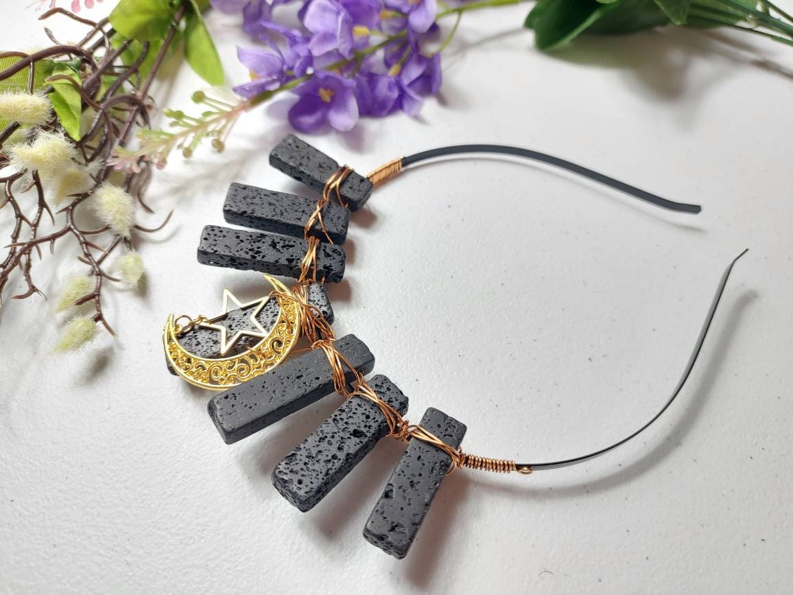 Lava Crescent Moon Tiara Crystal Crown Halloween Crown | Etsy