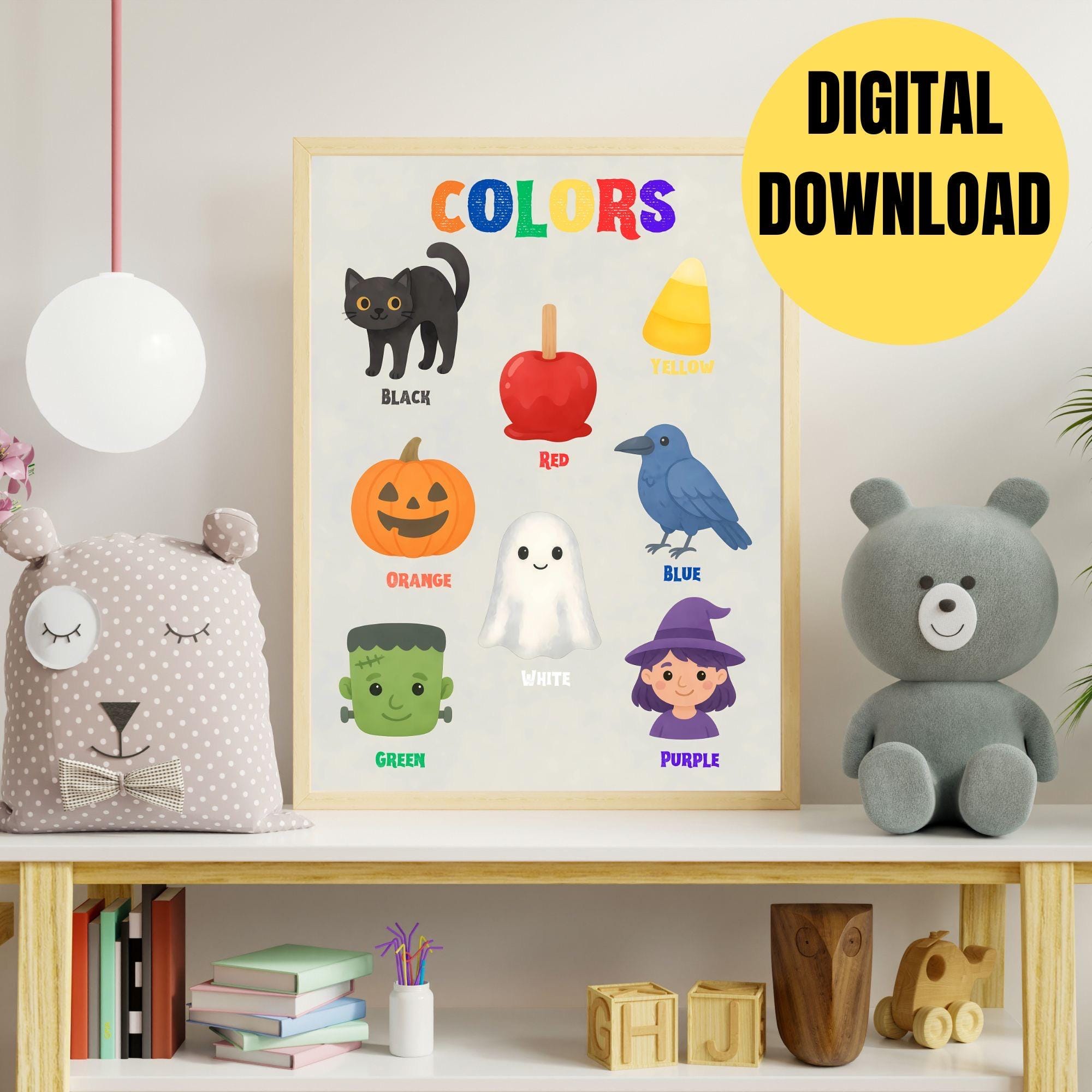 Halloween Colors Poster for Kids – Preschool & Kindergarten Educational ...