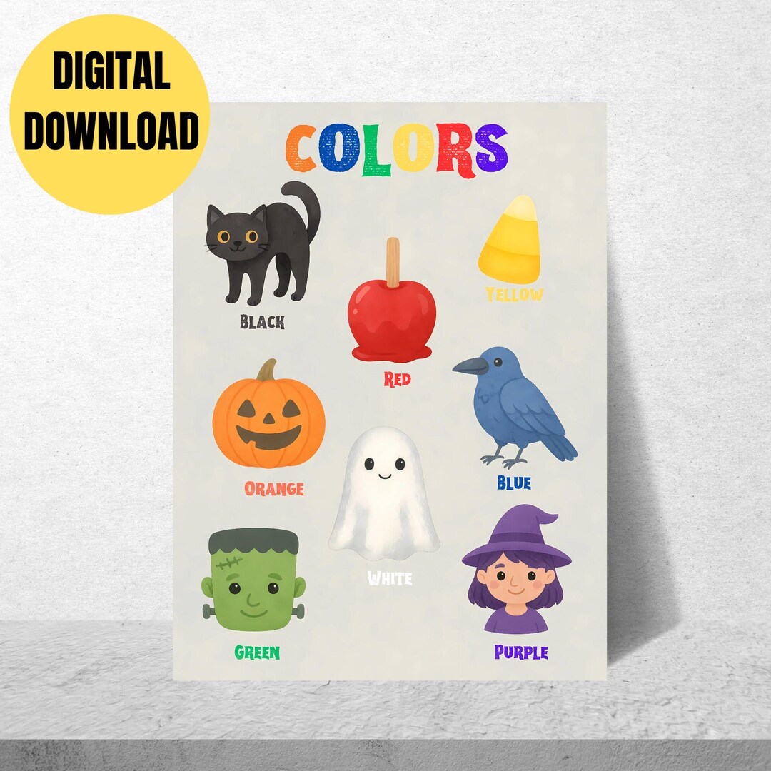 Halloween Colors Poster for Kids – Preschool & Kindergarten Educational ...