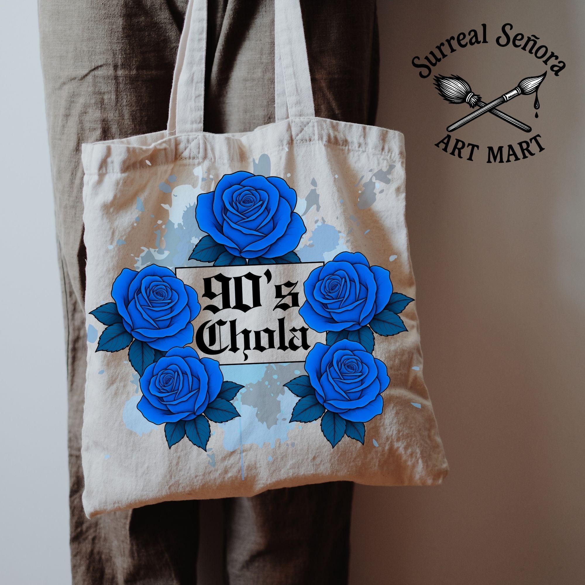 90s Chola PNG Clipart: Blue Roses, Old English Font (digital Download ...