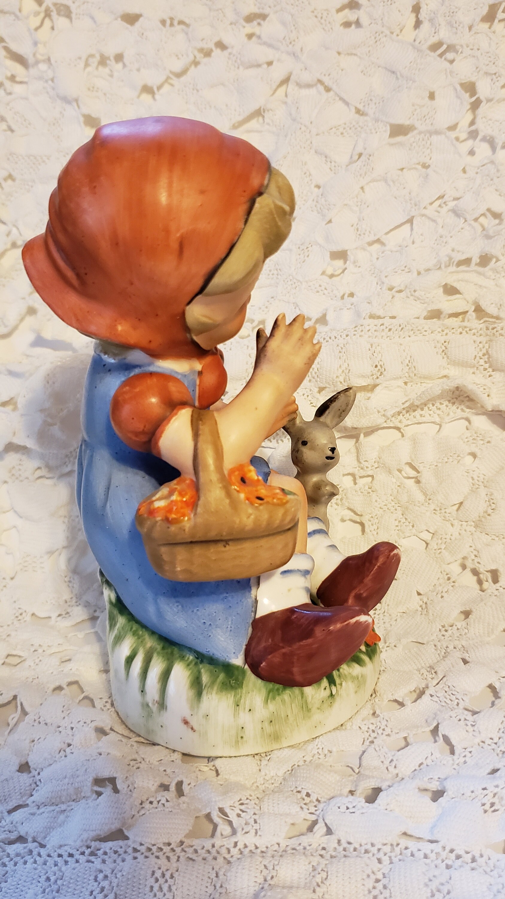 Vintage 50's Girl With Basket and Rabbit Porcelain Hummel - Etsy