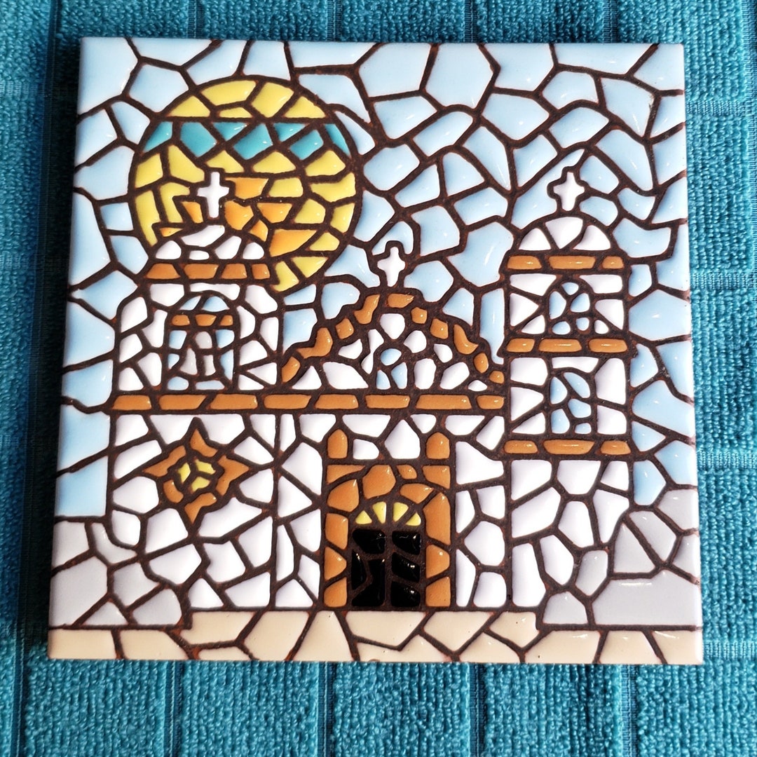 Earthtones White Mosiac Church Decorative Art Tile, 4016A, 6" X 6" - Etsy