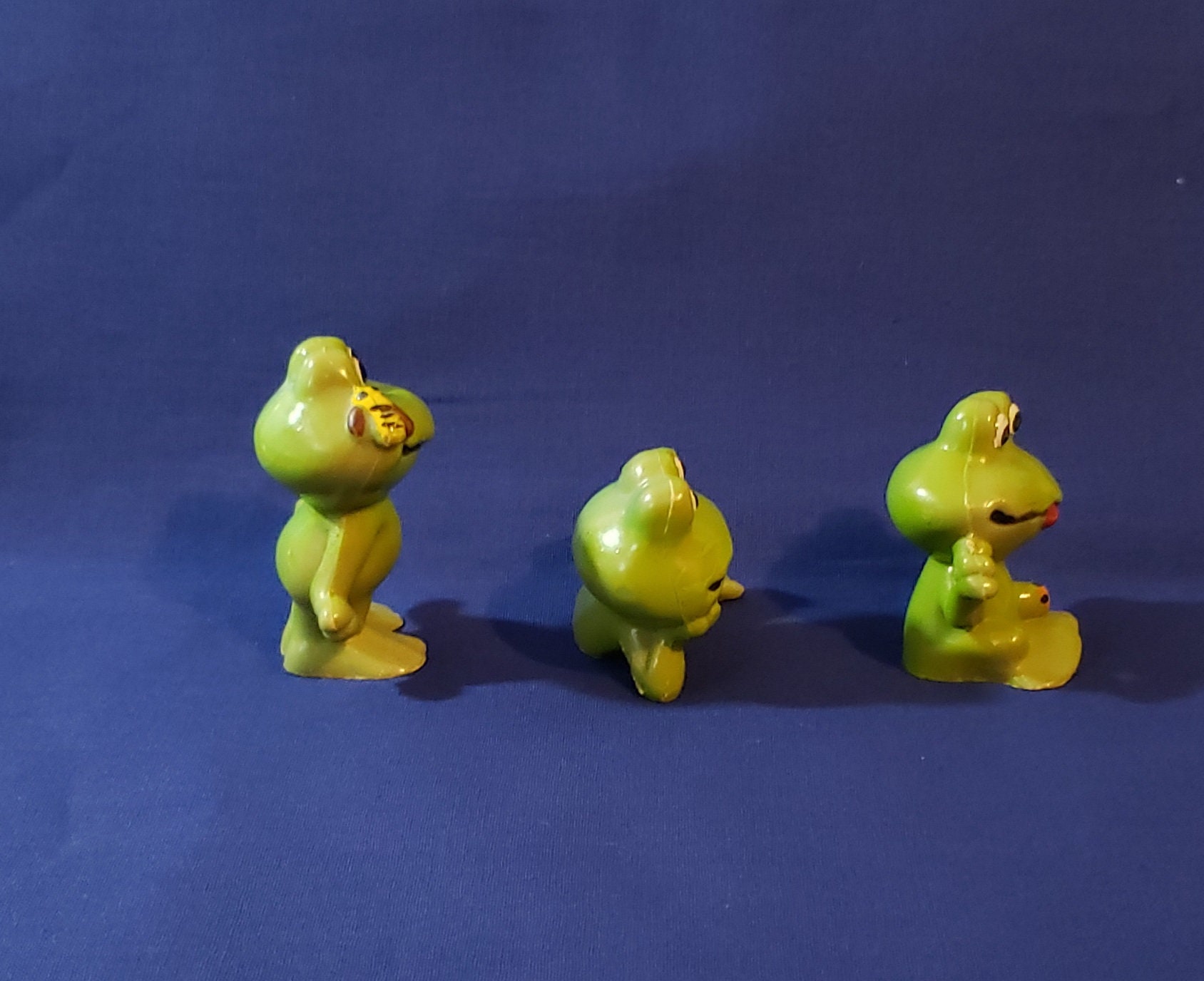 Vintage Set 3 Cartoon Style Green Frog Figurines Standing - Etsy