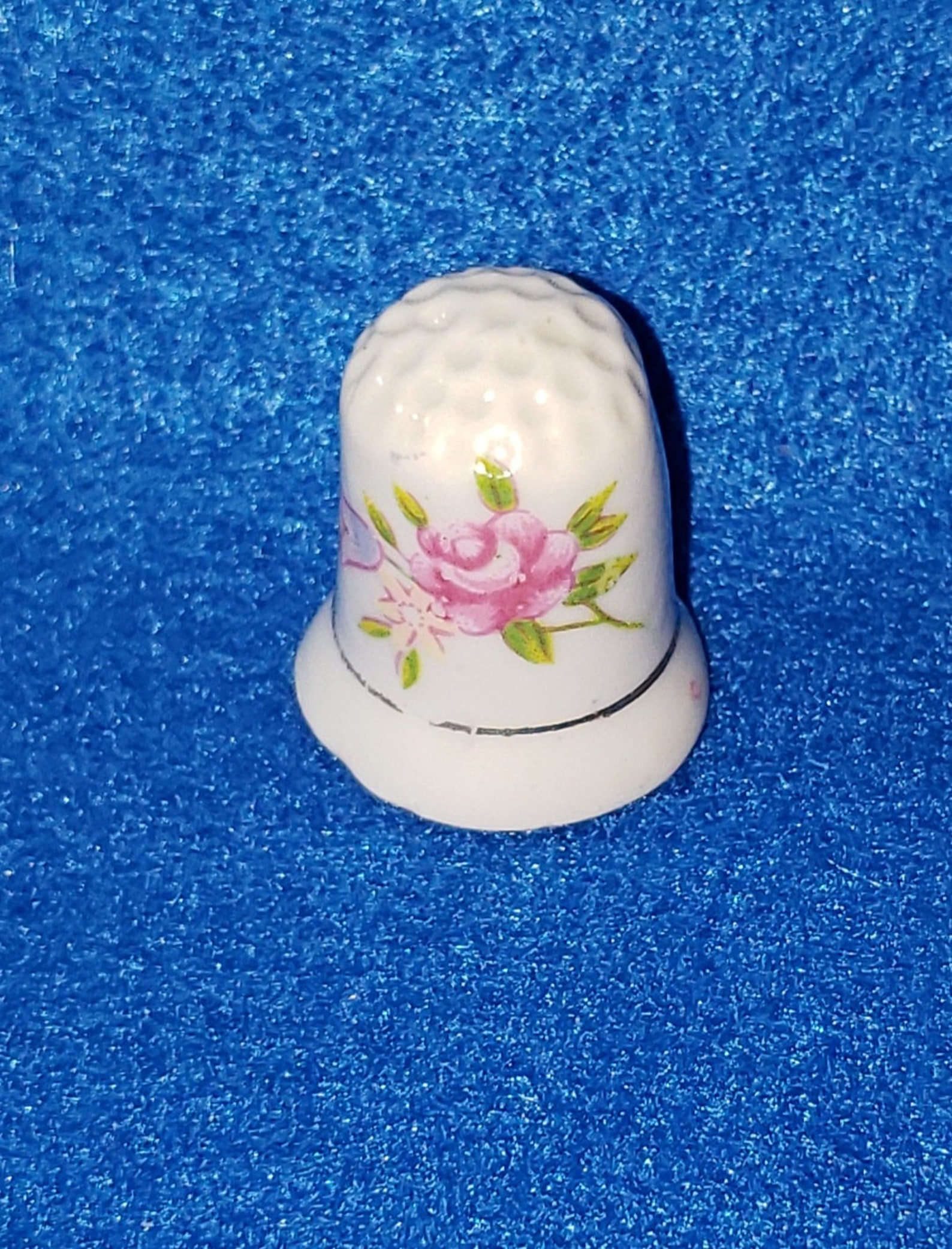 Vintage Floral Pink Rose Ceramic Thimble - Etsy