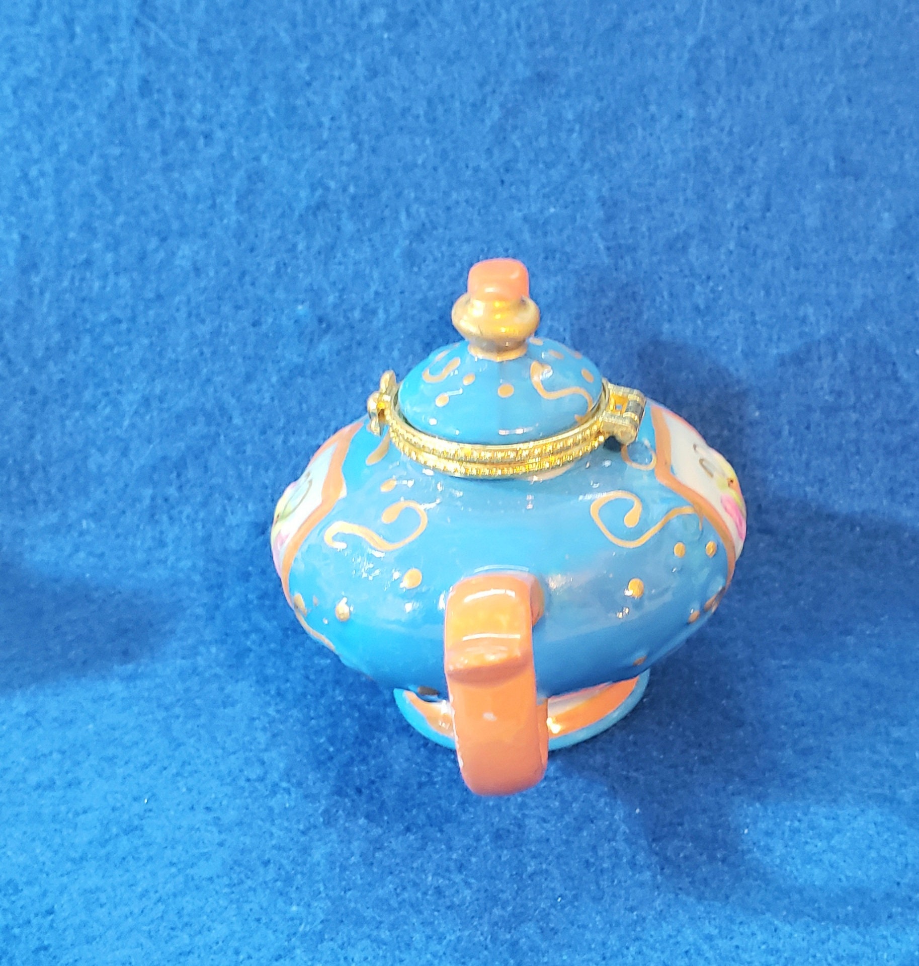 Vintage Genie Lamp Teapot Trinket Box Blue Gold Butterfly - Etsy