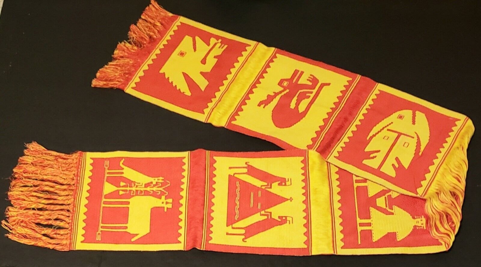 Peruvian Red Yellow Woven Fringed Banner Dog Goats Alpaca Fish Bird ...