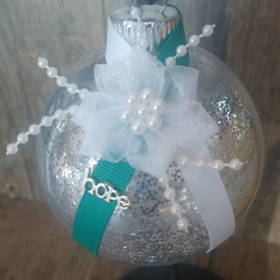 Cervical Cancer Awareness Christmas Ornament Teal & White Ribbon - Etsy