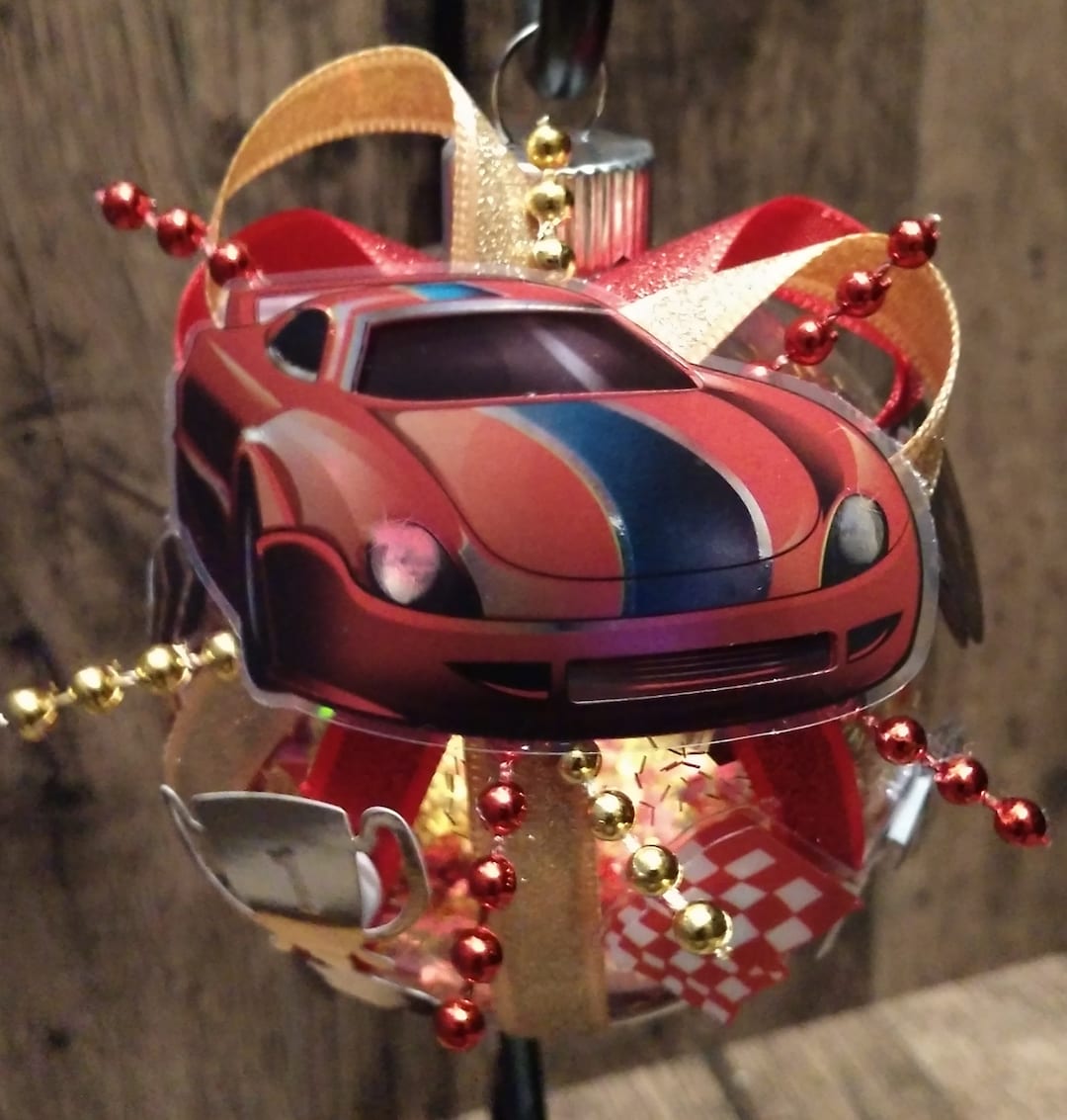 Race Car Christmas Ornament Trophy, Flags Racing - Etsy