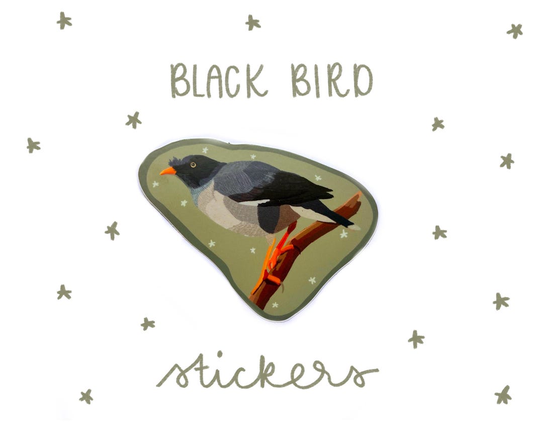 Black Bird Sticker - 3 Inch Vinyl Waterproof Sticker of Black Bird ...