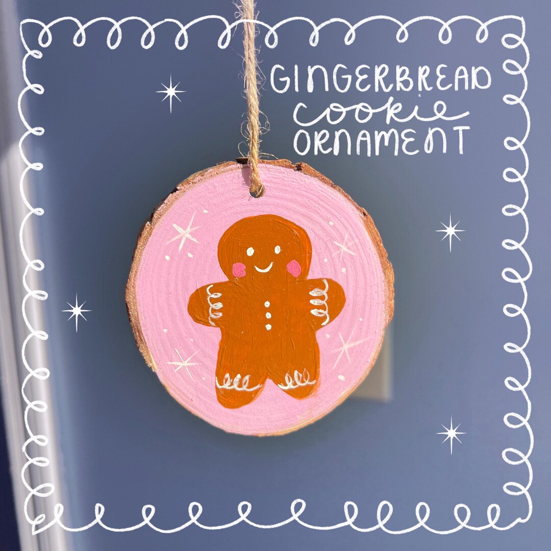 Pink Gingerbread Man - Hand Painted Ornament - Cute Christmas Gift ...