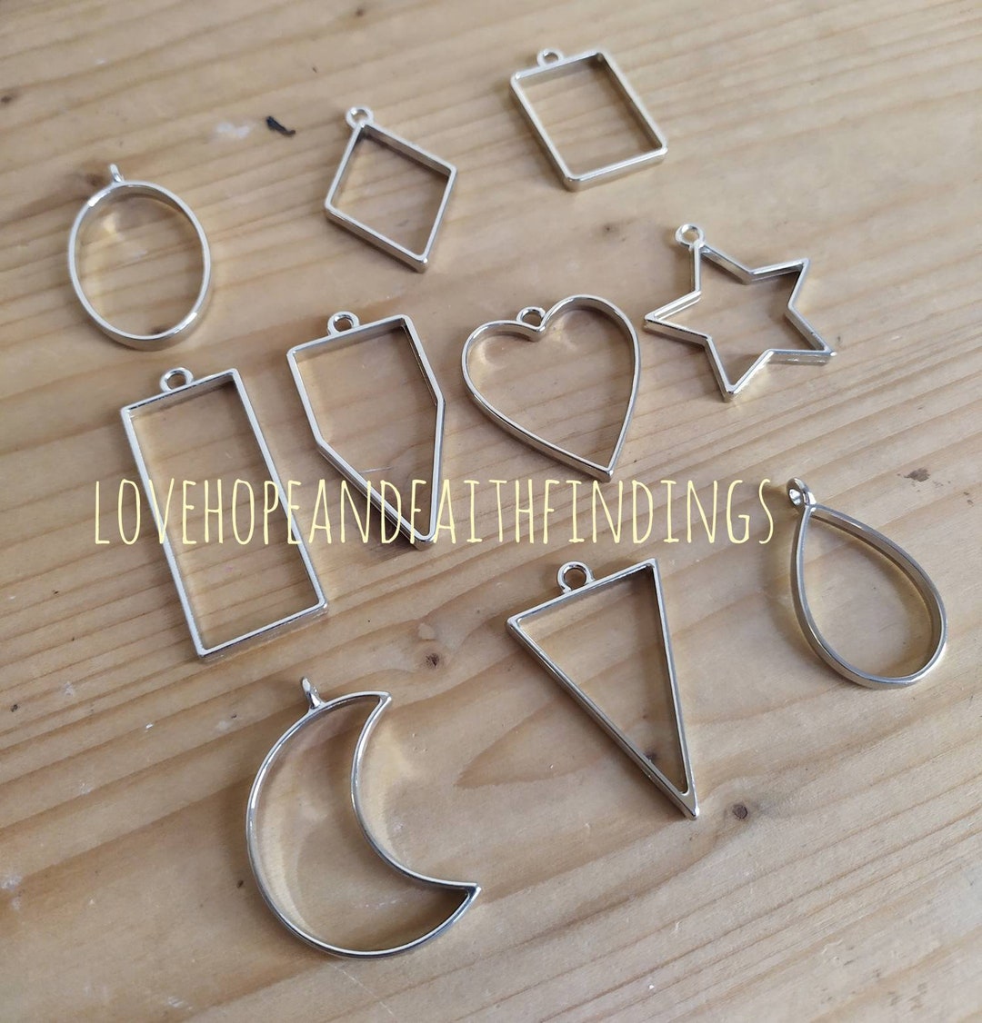 Bezel Geometric Shapes Moon Star Rectangle Square Rhombus Oval Silver ...