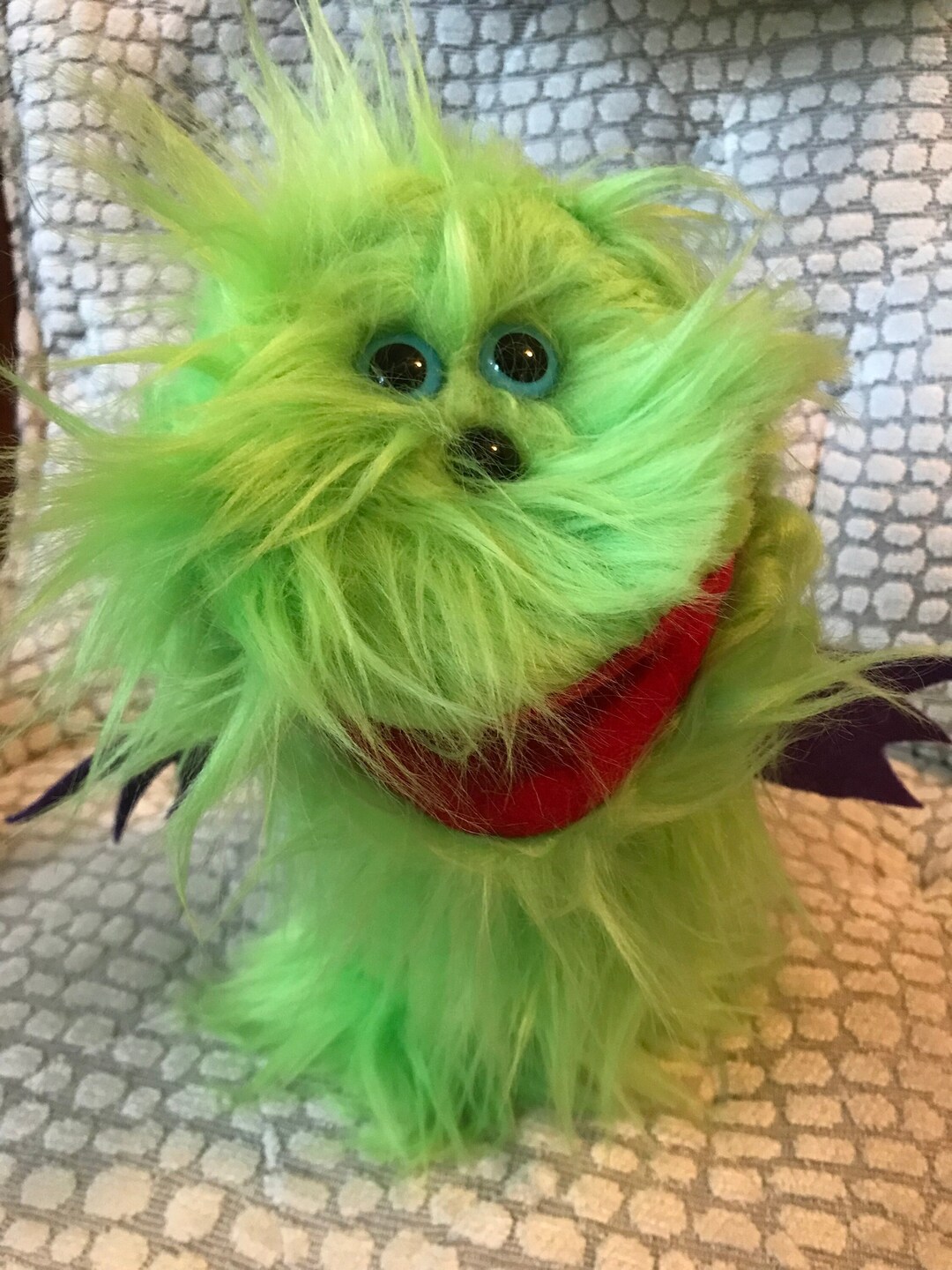 Fuzzy Lime Green Hand Puppet With Moveable Mouth - Etsy