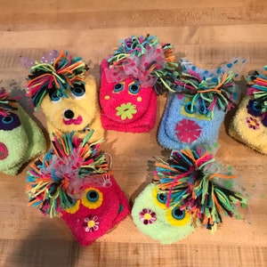 Fuzzy Sock Puppet With Yarn Hair - Handmade Toy - Etsy