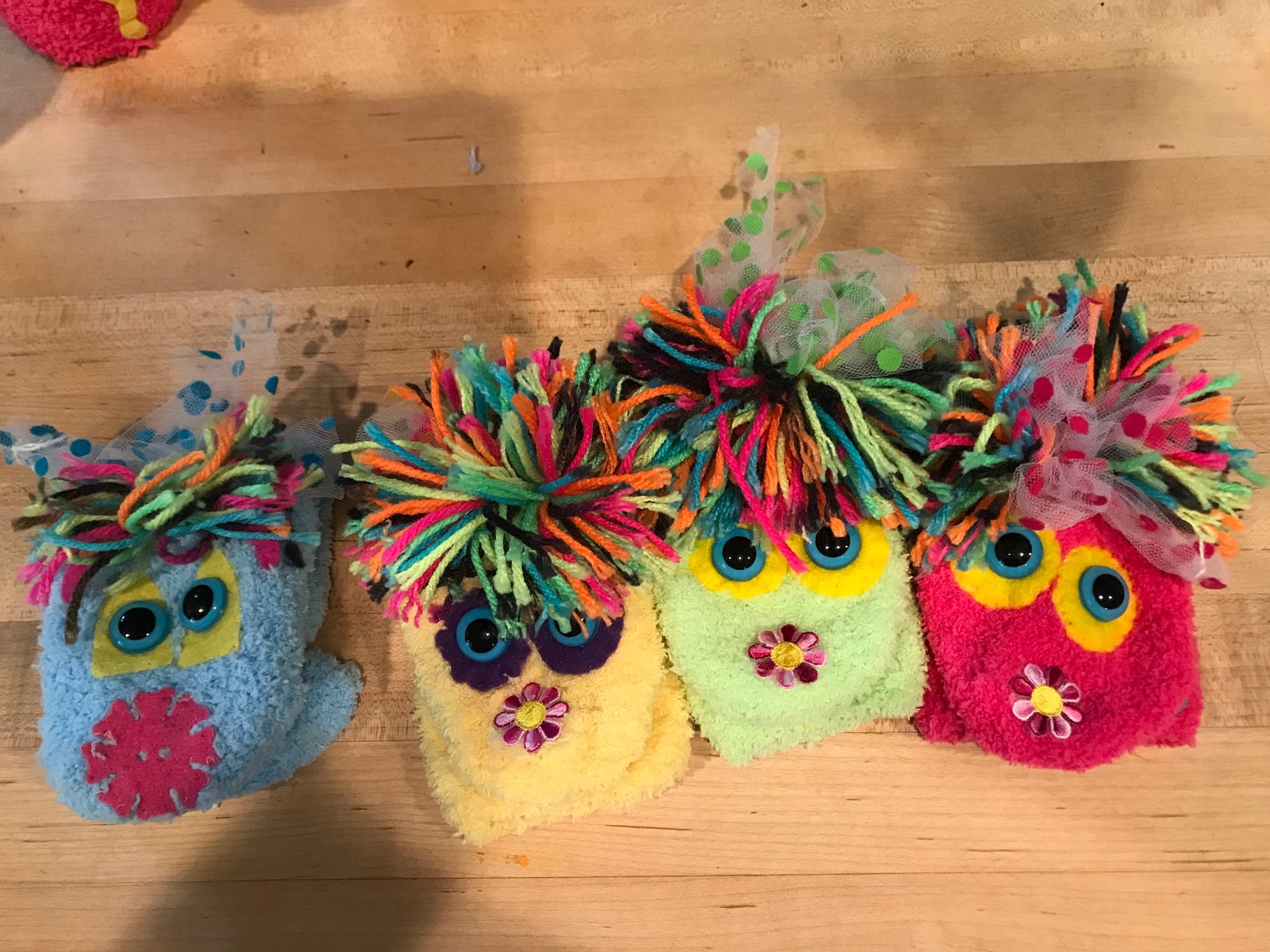 Fuzzy Sock Puppet With Yarn Hair - Handmade Toy - Etsy