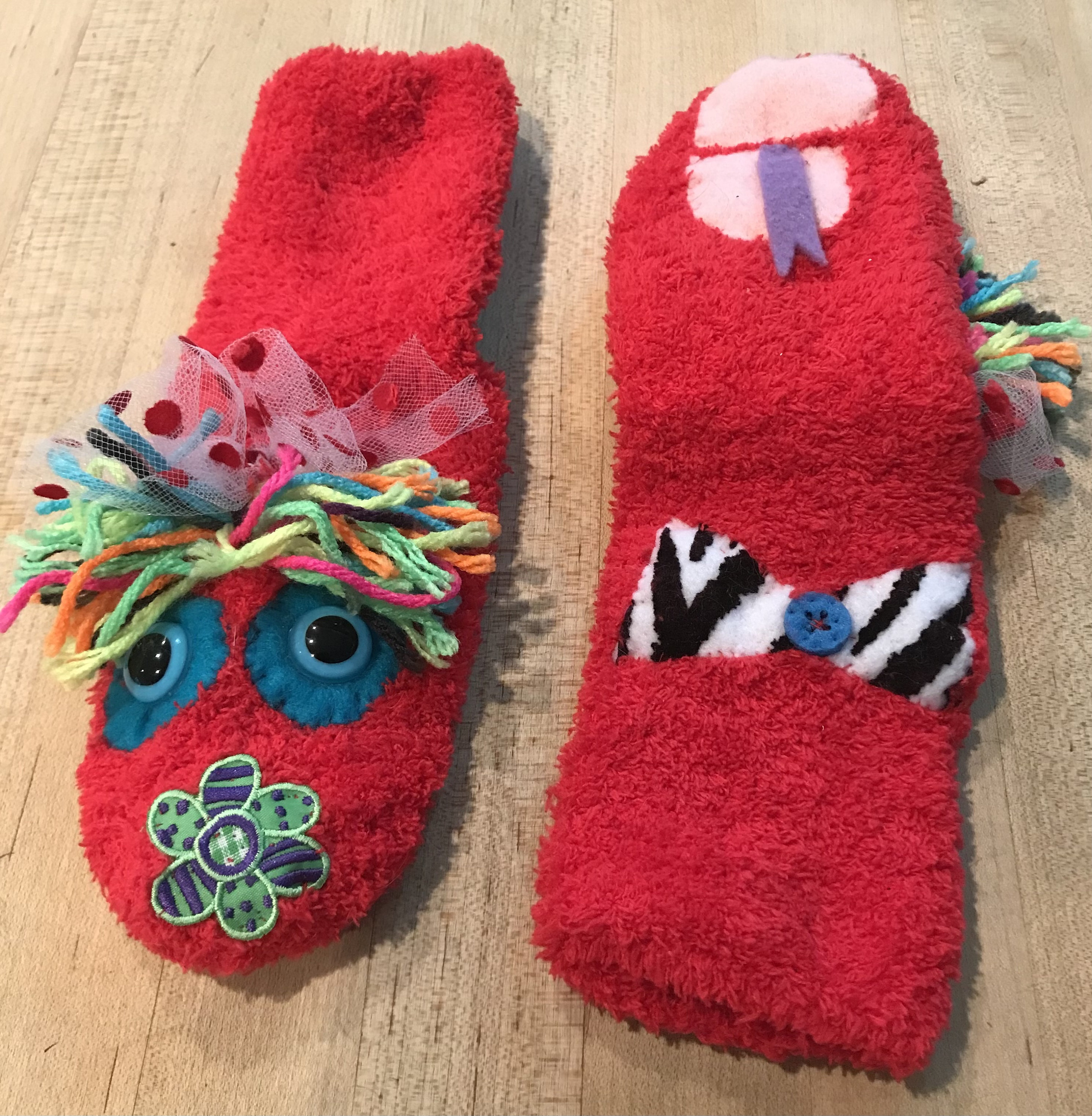 Fuzzy Sock Puppet With Yarn Hair - Handmade Toy - Etsy