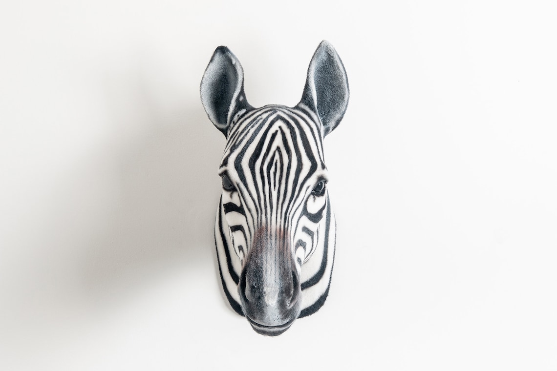 Faux Taxidermy Zebra Head Animal Friendly Decorative Art Handmade in ...