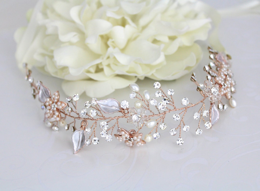 Rose Gold Hair Vine Rose Gold Wedding Headpiece Wedding Hair Accessory ...