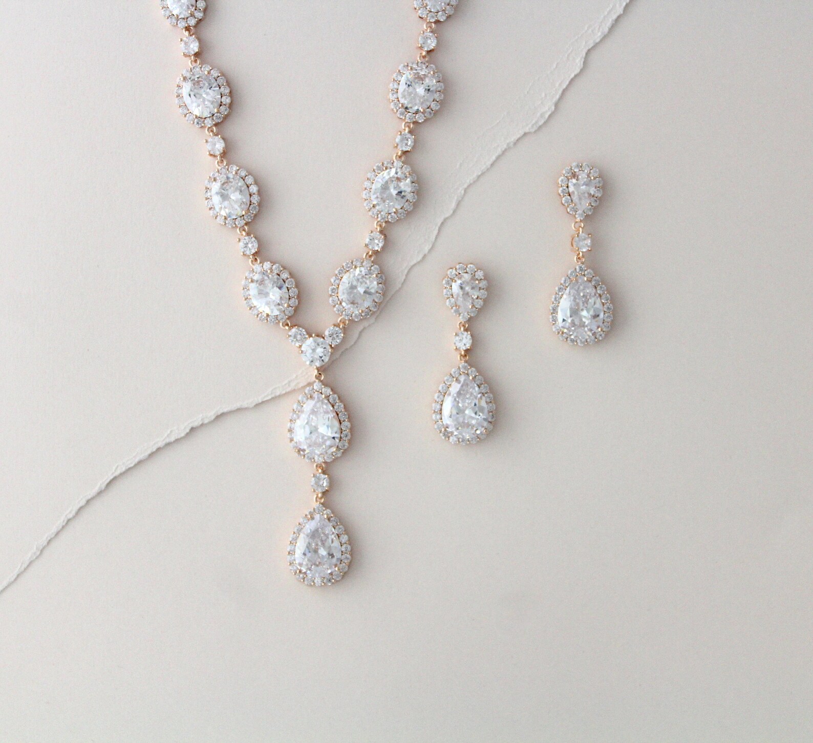Rose Gold Bridal Necklace Set Wedding Necklace Set Bridal - Etsy
