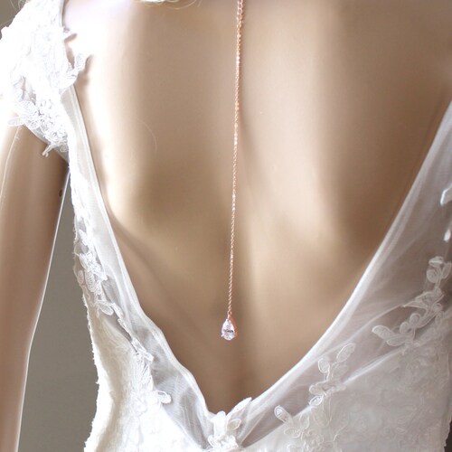 Rose Gold Backdrop Necklace Bridal Back Necklace Bridal Etsy