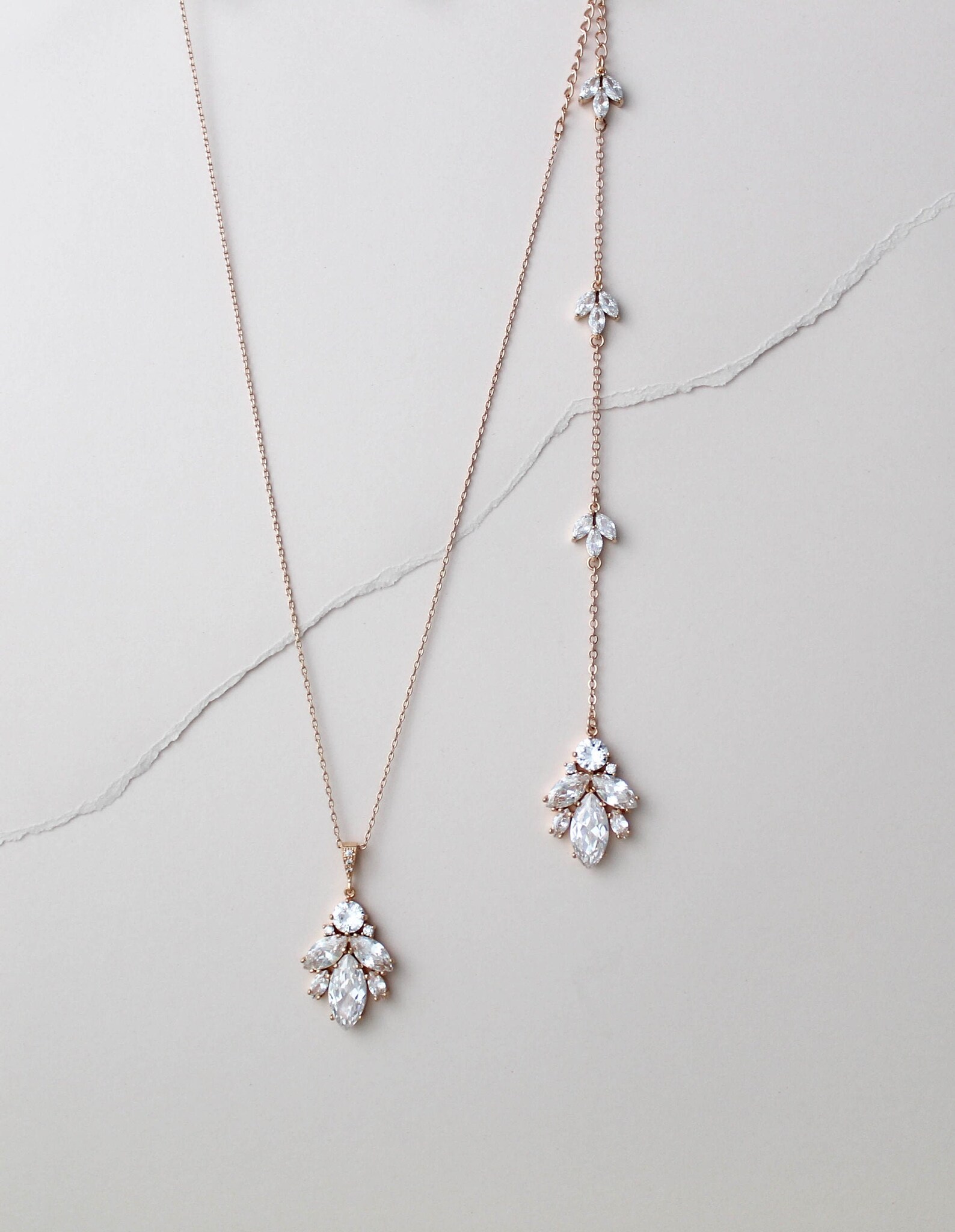 Rose Gold Backdrop Necklace Bridal Backdrop Necklace Bridal Etsy