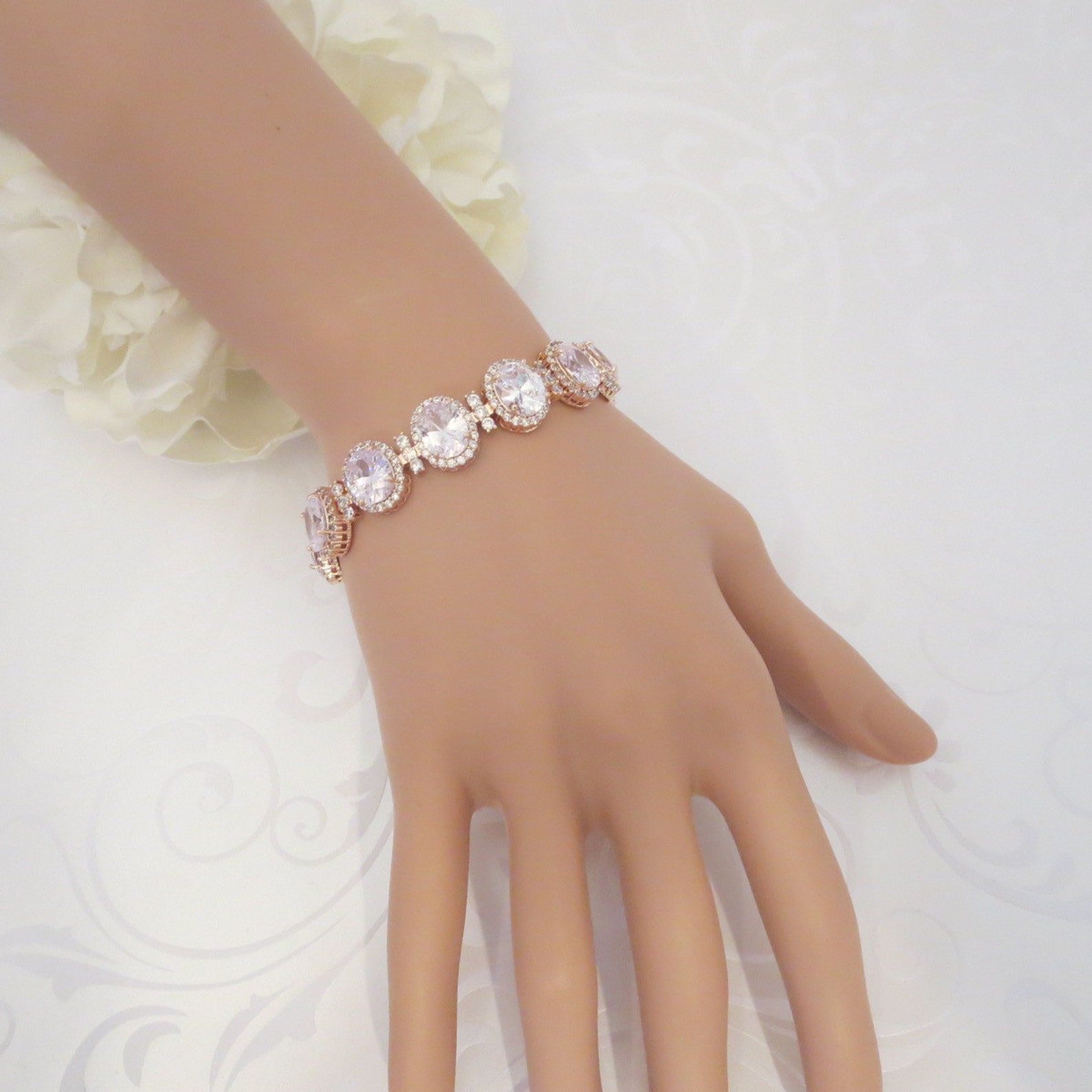 Oval Bridal Bracelet Silver Wedding Bracelet Bridal Jewelry - Etsy