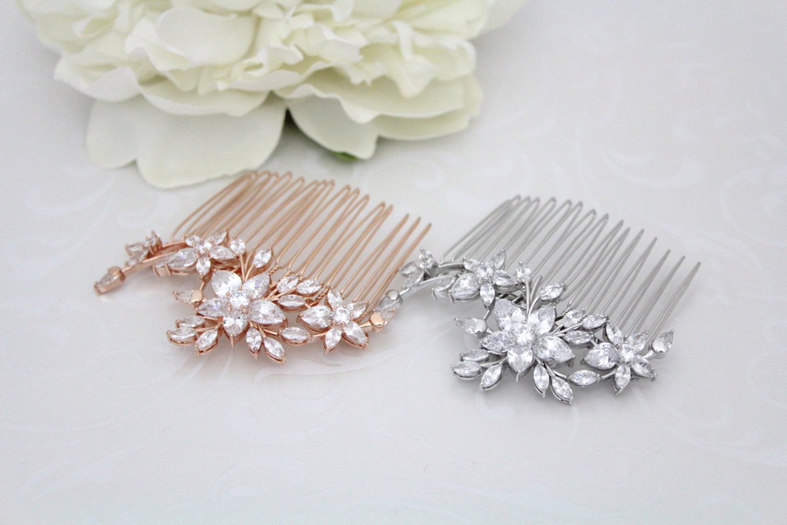 Rose Gold Hair Comb Wedding Headpiece Crystal Bridal Hair Comb Etsy
