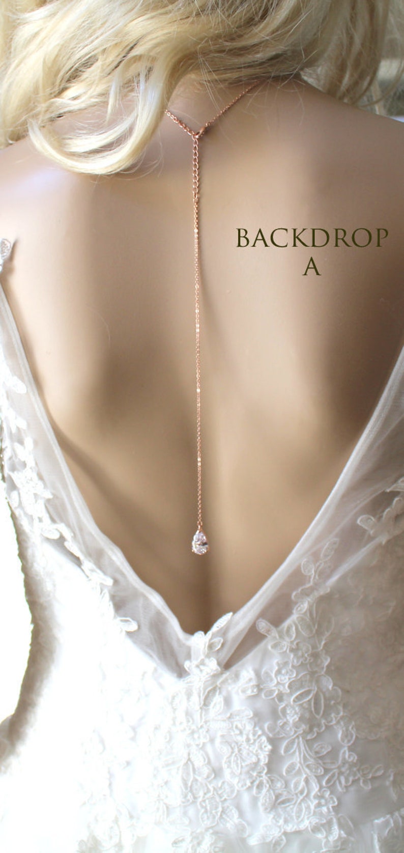 Rose Gold Wedding Necklace Bridal Necklace Cz Statement Etsy