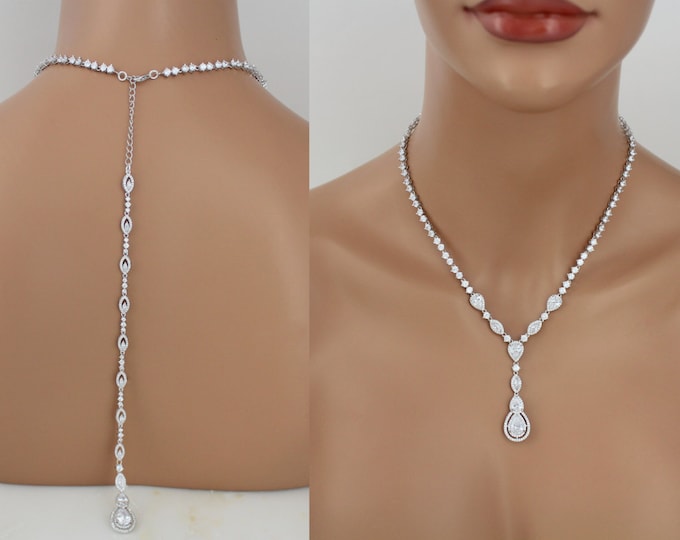 Bridal Rhinestone Necklace, Bridal Backdrop Necklace, Bridal Necklace ...