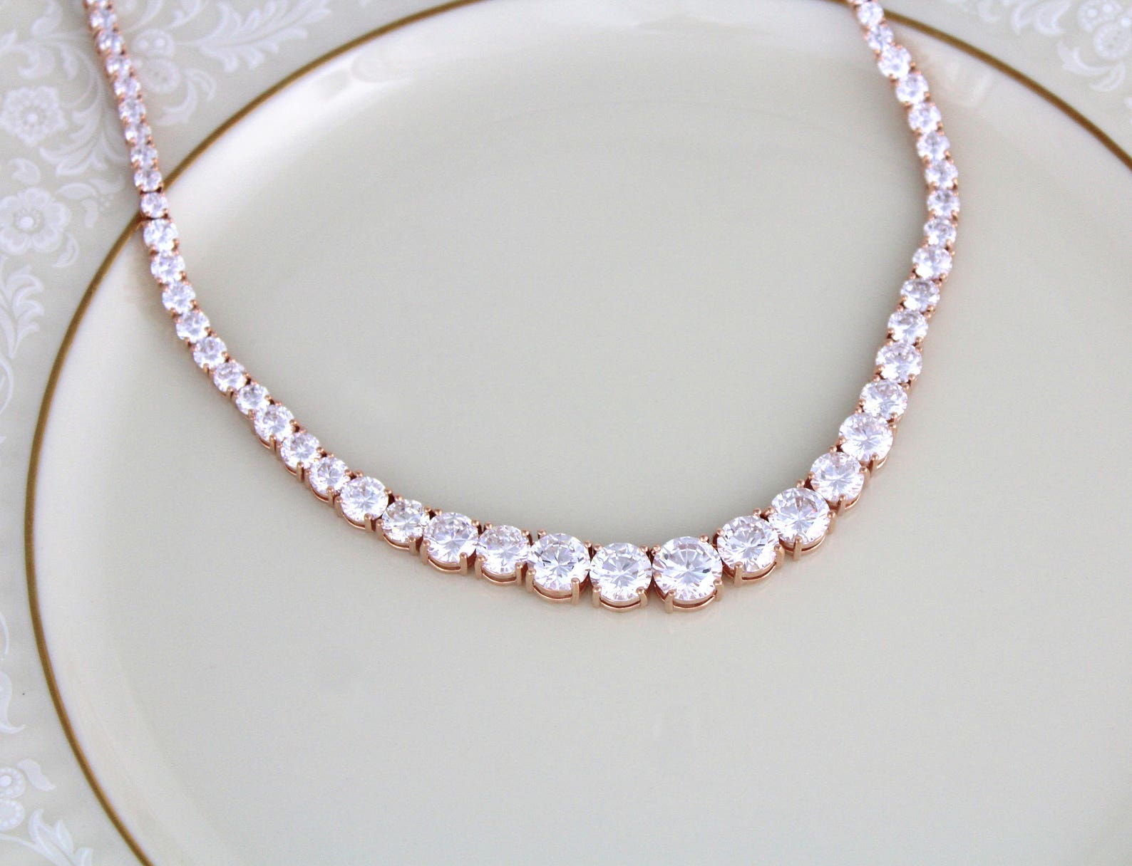 Rose Gold Backdrop Necklace Bridal Back Necklace Bridal Etsy
