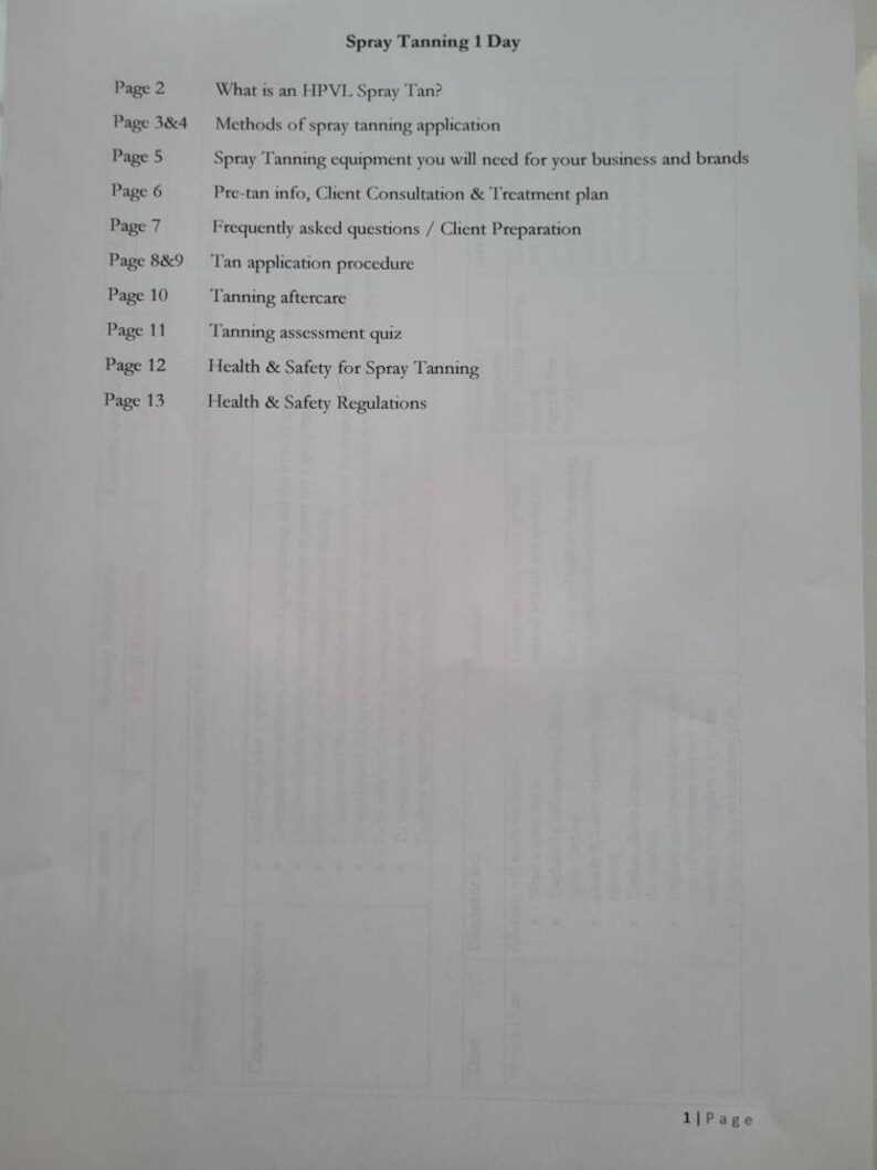 Spray Tan Training Manual & Lesson Plan - Etsy