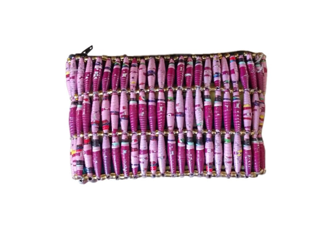 Coin Purse - Handmade Paper Bead Coin Purse, Fabric Lined, Onemama ...