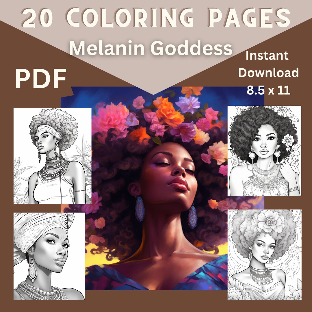 Melanin Goddess Coloring Pages - Etsy