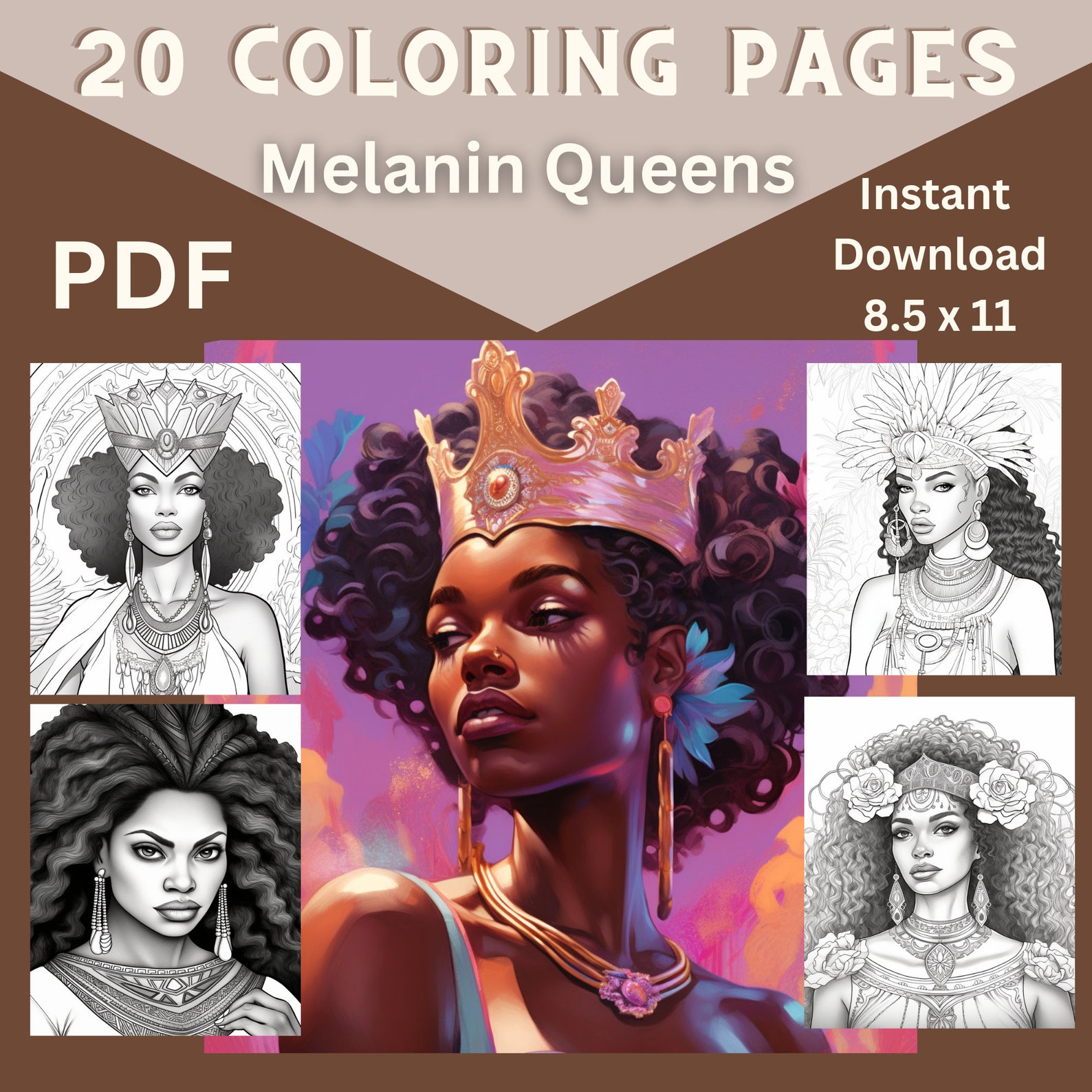 Melanin Queens Coloring Pages - Etsy