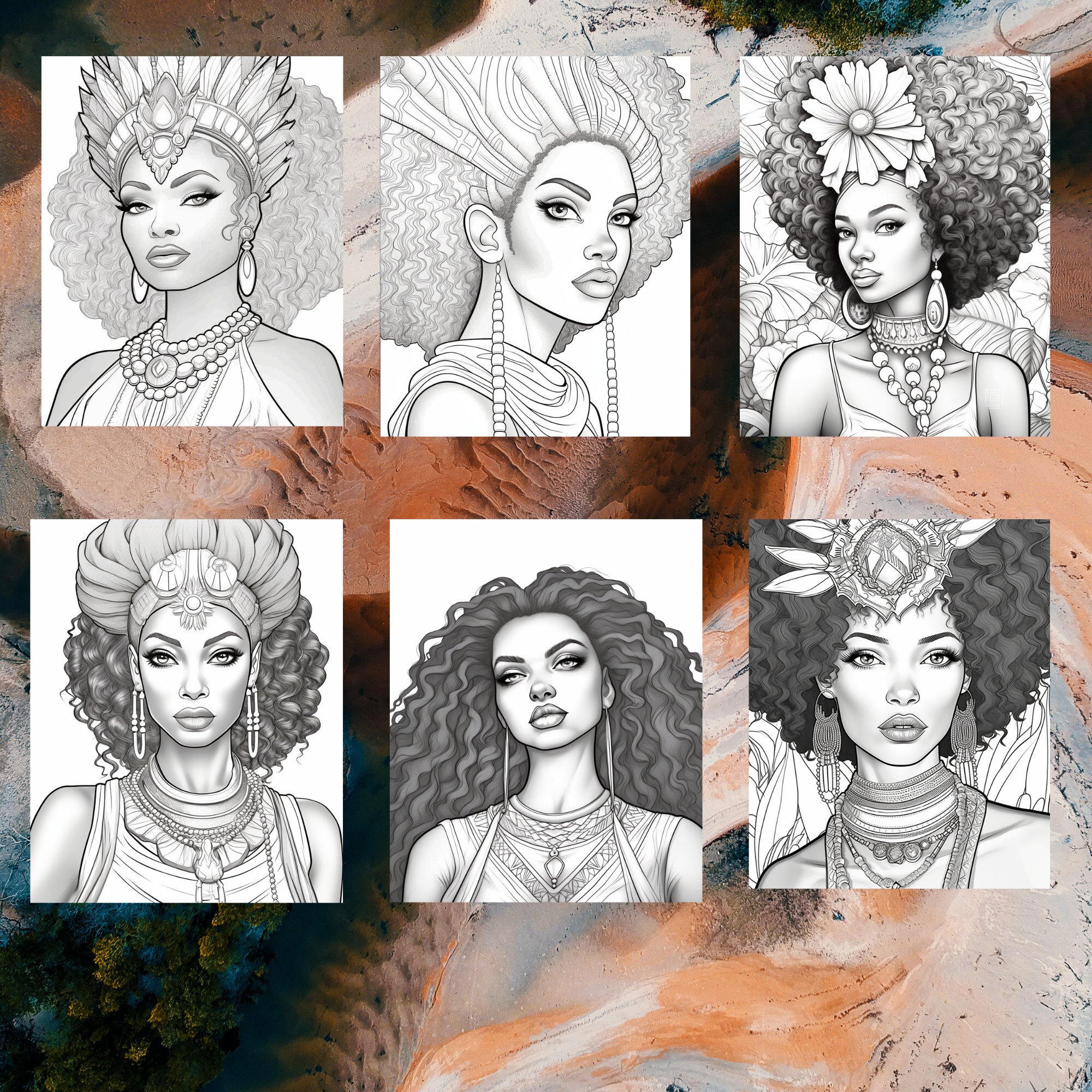 Melanin Queens Coloring Pages - Etsy