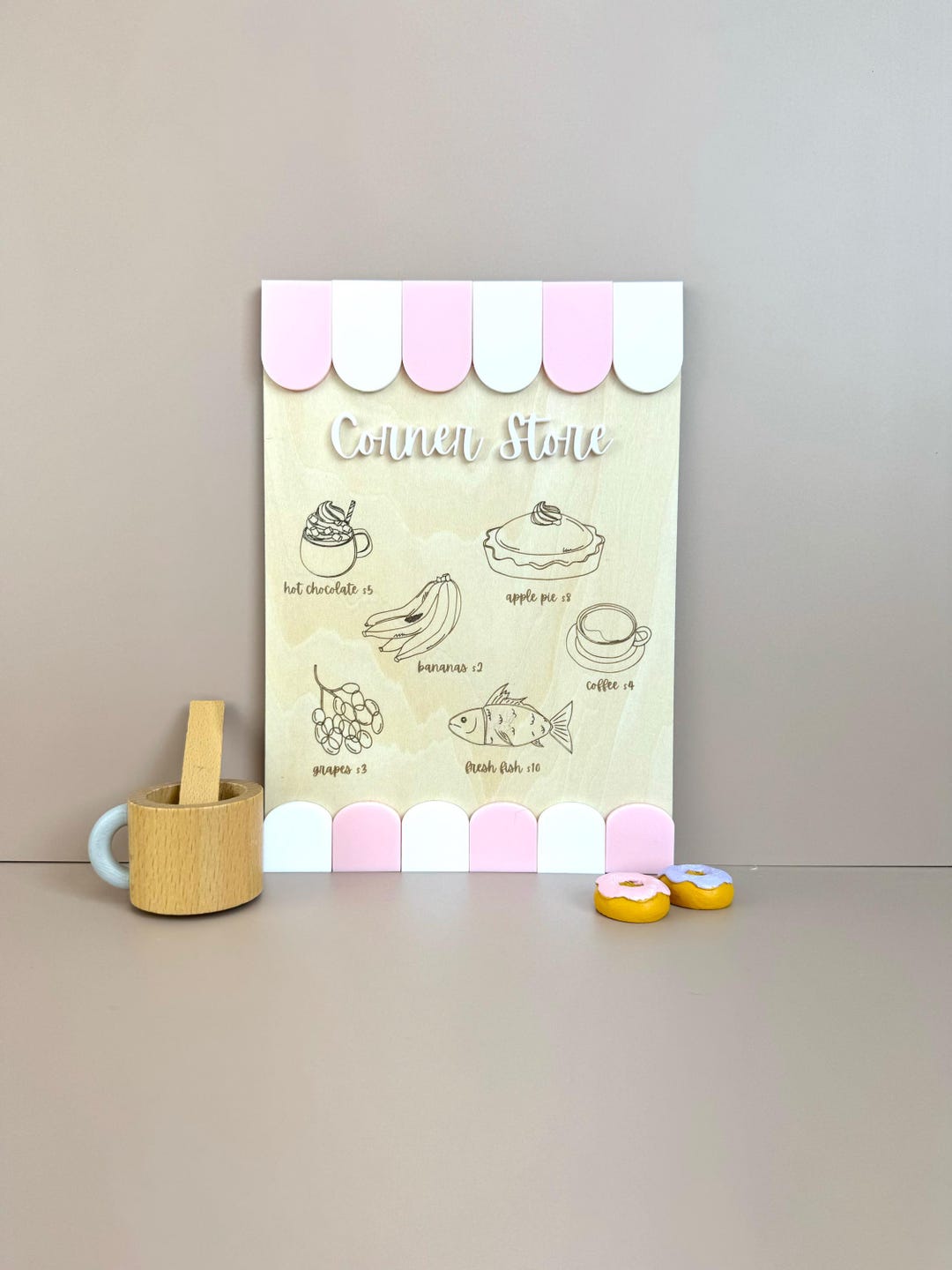 Kids Corner Store Menu Sign - Timber Cafe Sign for Pretend Kitchen - Etsy