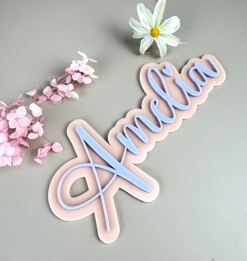 Acrylic Name Sign Big Girl Bedroom Decor Pink Layered Girls Name ...