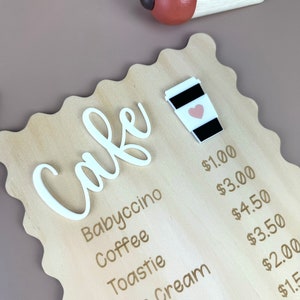 Kids Play Cafe Menu Sign - Playroom Kitchen Sign - Timber Kids Cafe ...