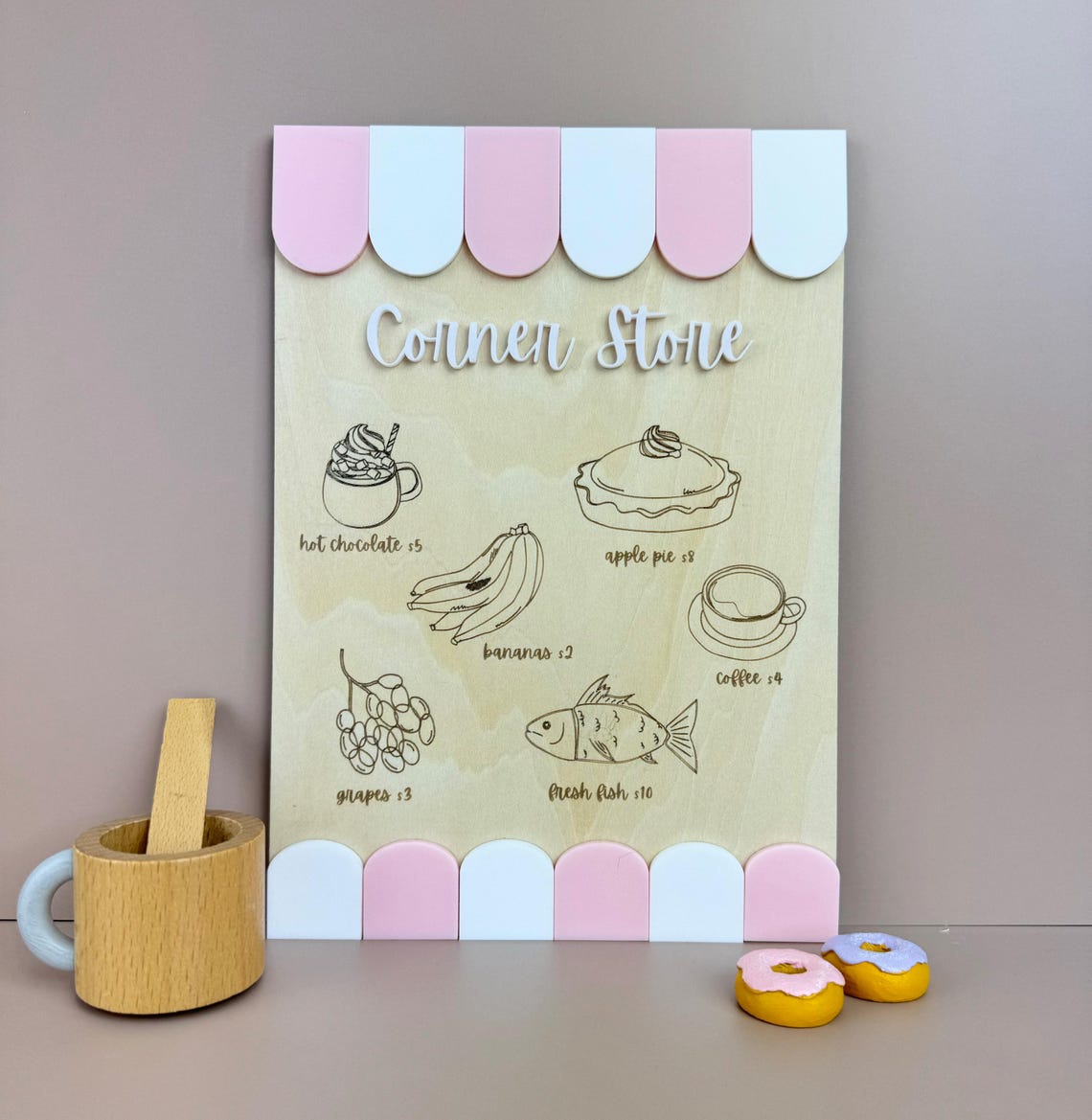 Kids Corner Store Menu Sign - Timber Cafe Sign for Pretend Kitchen - Etsy