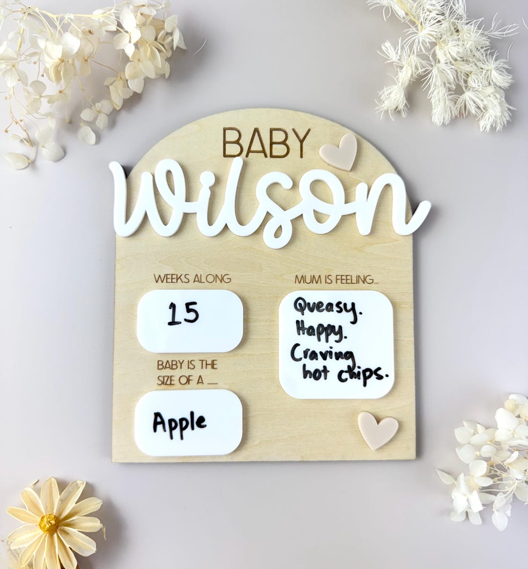 Custom Pregnancy Milestone Plaque - Gender Neutral Pregnancy ...