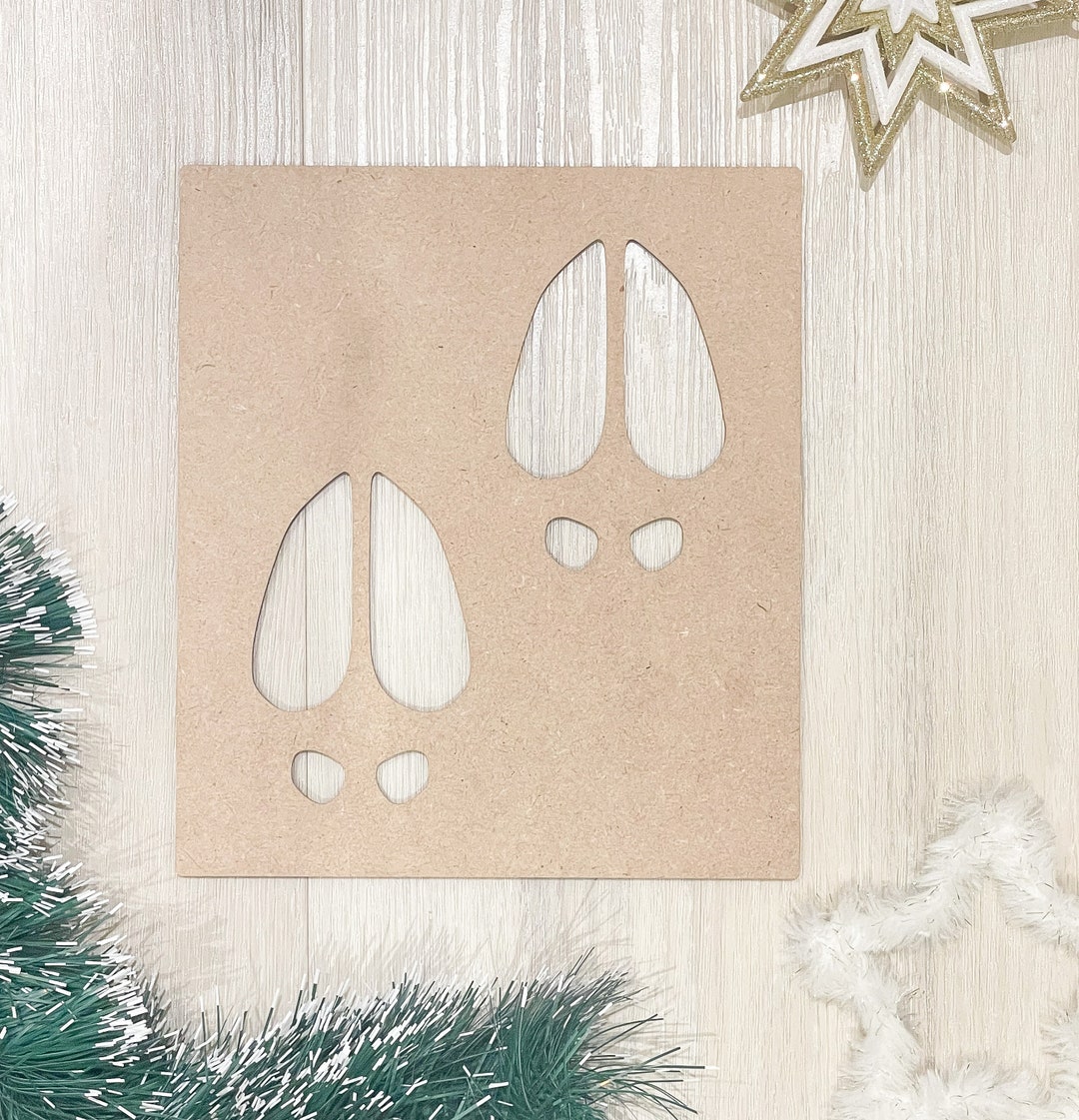 Reindeer Footprint Stencil Santa's Reindeer Print Template - Etsy