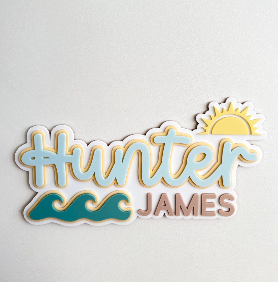 Acrylic Name Sign Custom - Beach Themed Personalised Name Sign - Ocean ...