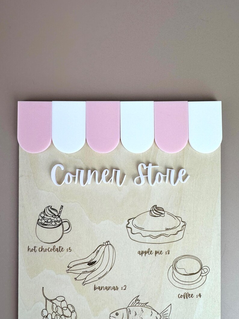 Kids Corner Store Menu Sign - Timber Cafe Sign for Pretend Kitchen - Etsy