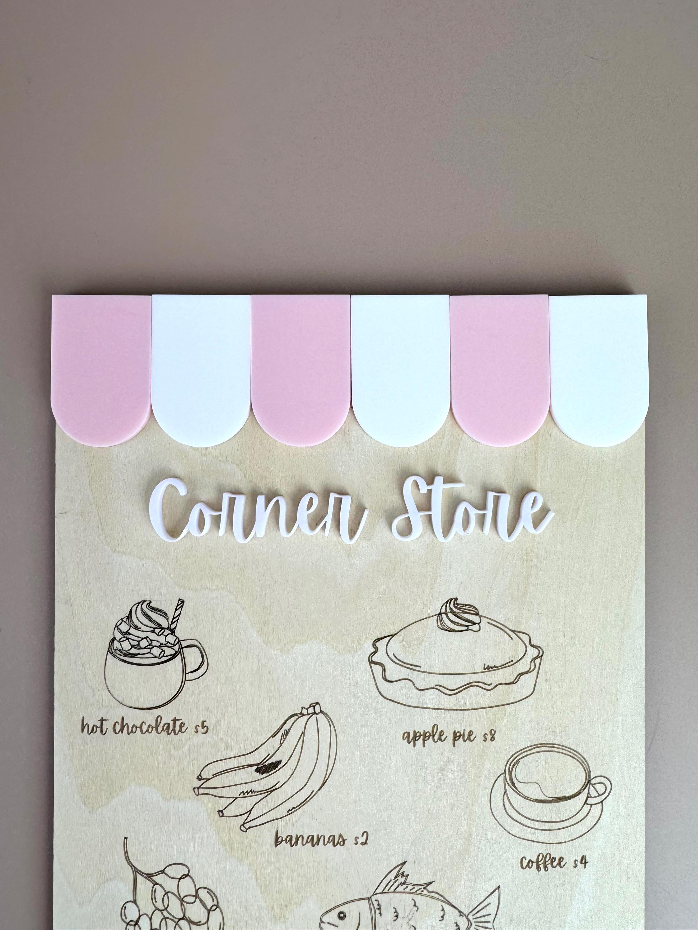 Kids Corner Store Menu Sign - Timber Cafe Sign for Pretend Kitchen - Etsy
