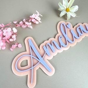 Acrylic Name Sign Big Girl Bedroom Decor Pink Layered Girls Name ...