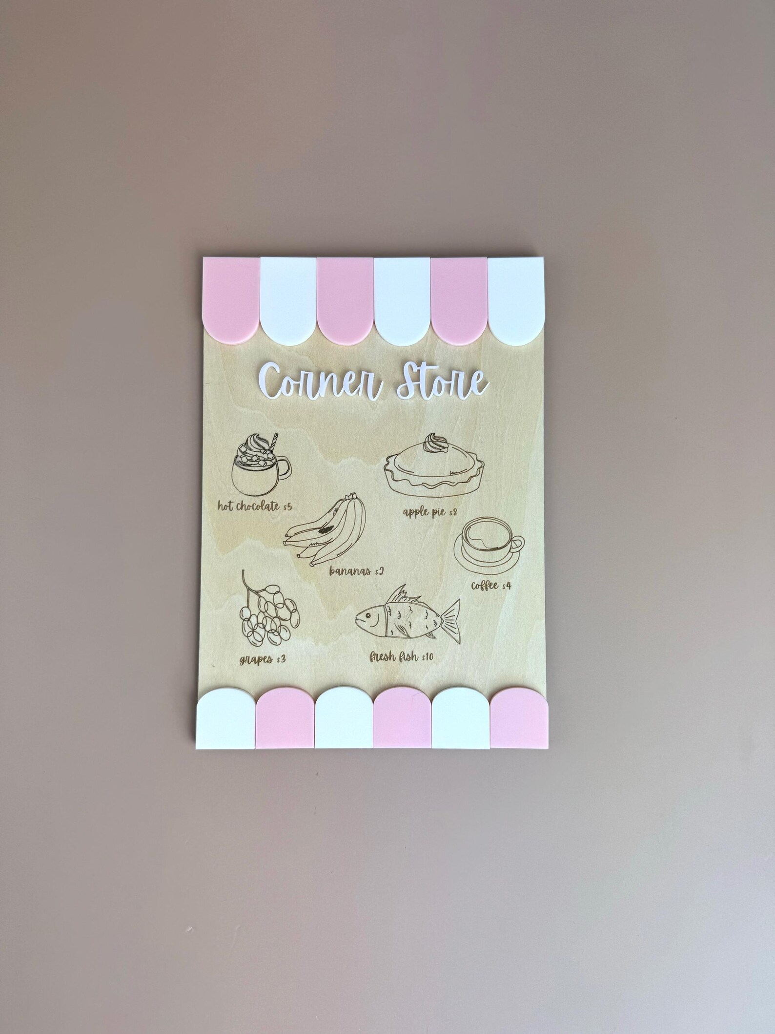 Kids Corner Store Menu Sign - Timber Cafe Sign for Pretend Kitchen - Etsy