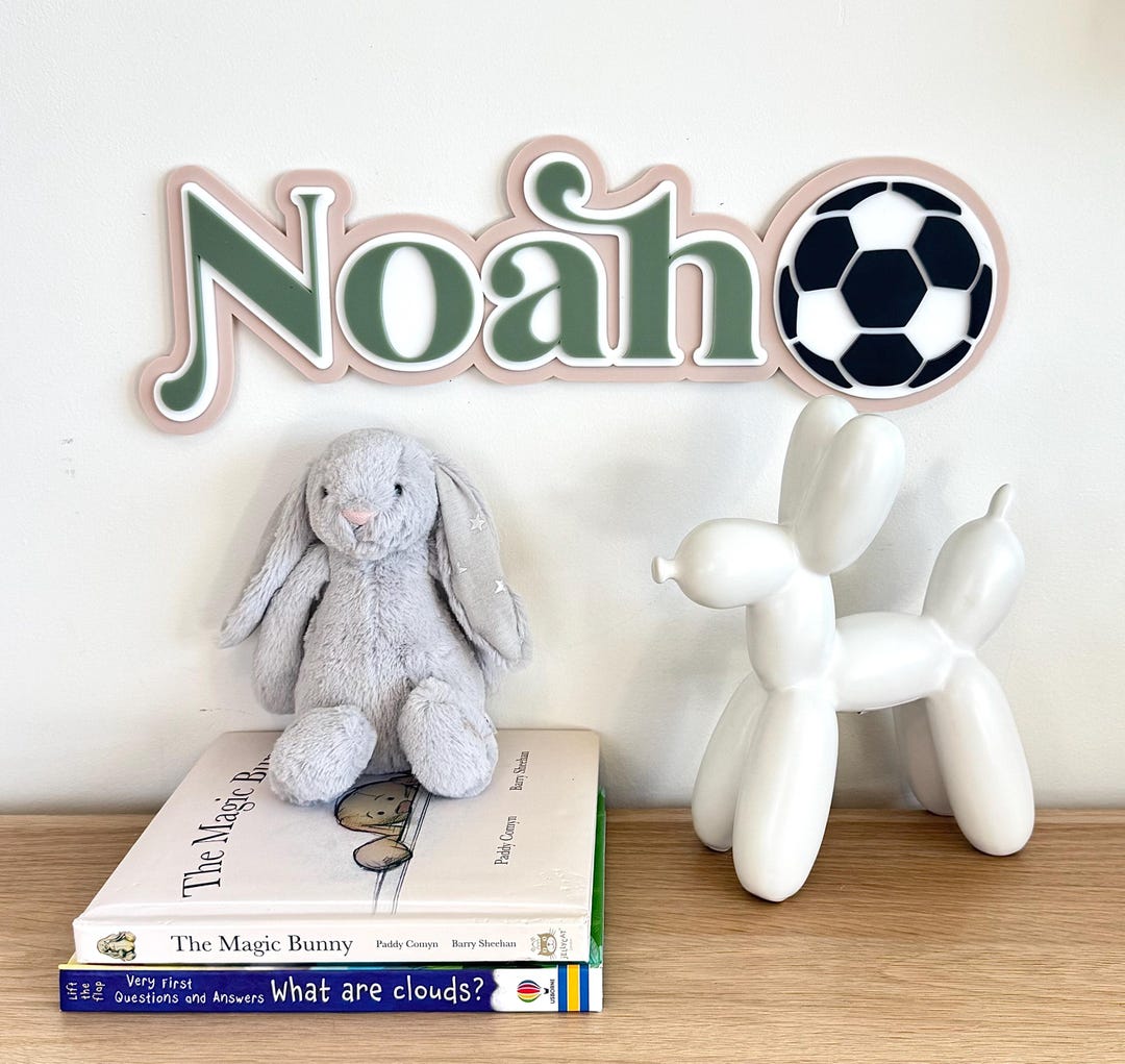 Soccer Themed Name Sign - Custom Soccer Name Sign - Personalised Soccer ...