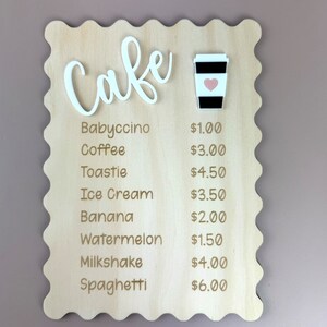 Kids Play Cafe Menu Sign - Playroom Kitchen Sign - Timber Kids Cafe ...