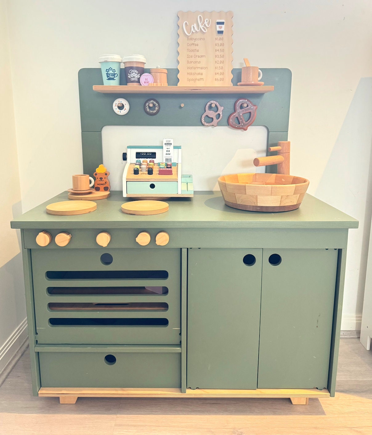 Kids Play Cafe Menu Sign - Playroom Kitchen Sign - Timber Kids Cafe ...